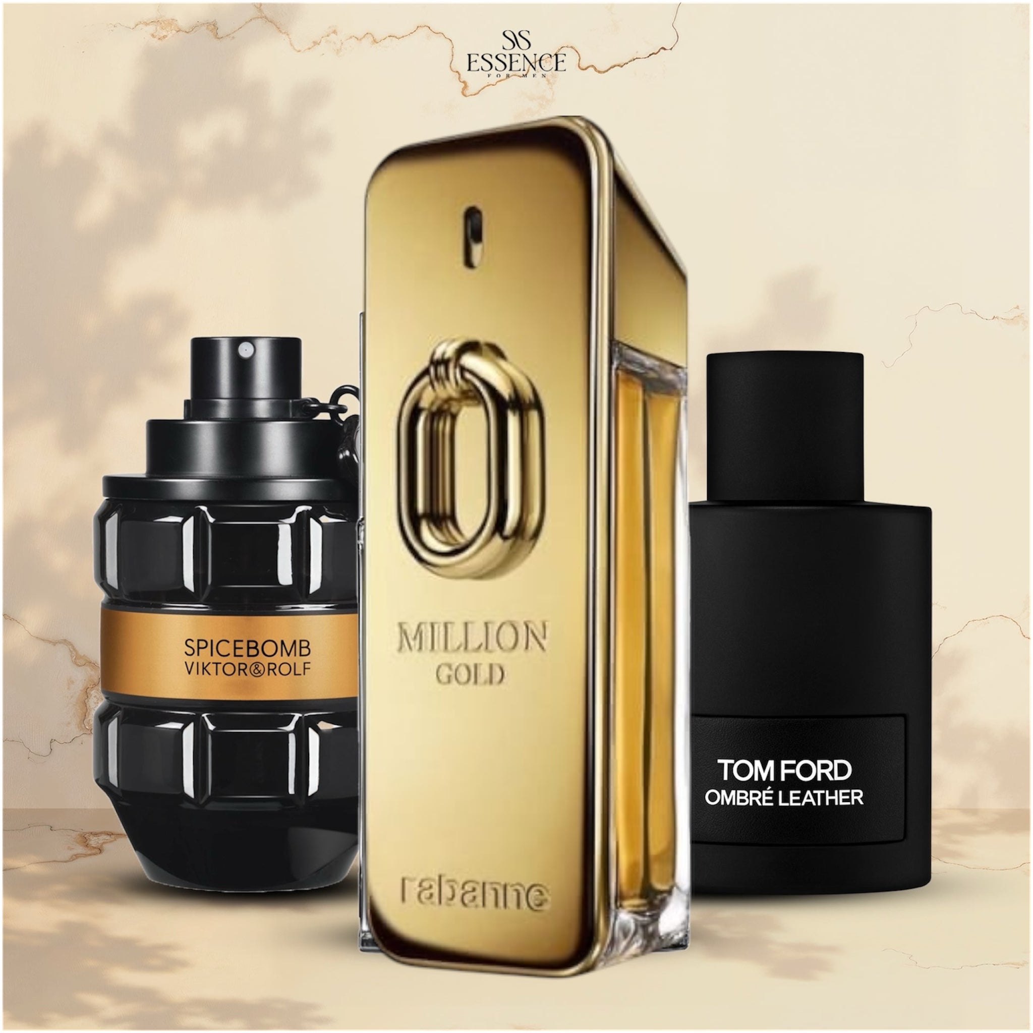 One million gold 100ml + tom ford 100ml + spicebomb 100ml – Essence For Him